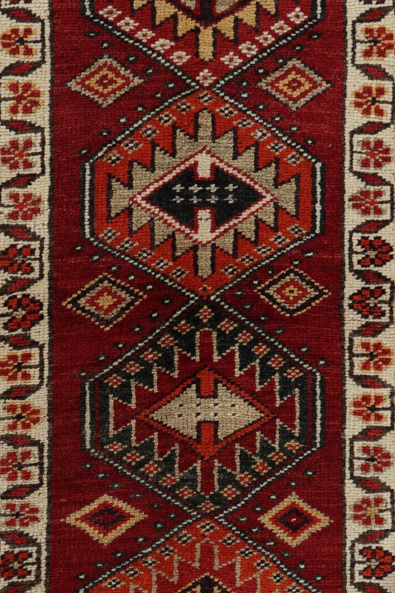 1950s Vintage Tribal Runner in Red and Brown Geometric Patterns by Rug ...