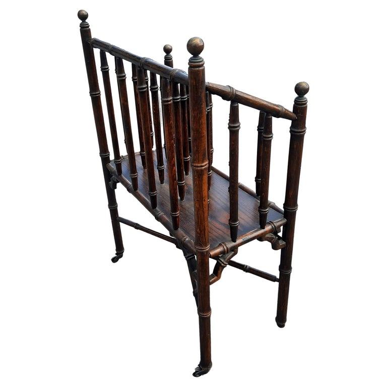 1950s Vintage Turned Oak Faux Bamboo Canterbury Reviewer Magazine Rack ...