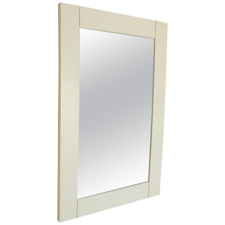 Vintage White rectangular Mirror, Italy 1950s For Sale at 1stDibs