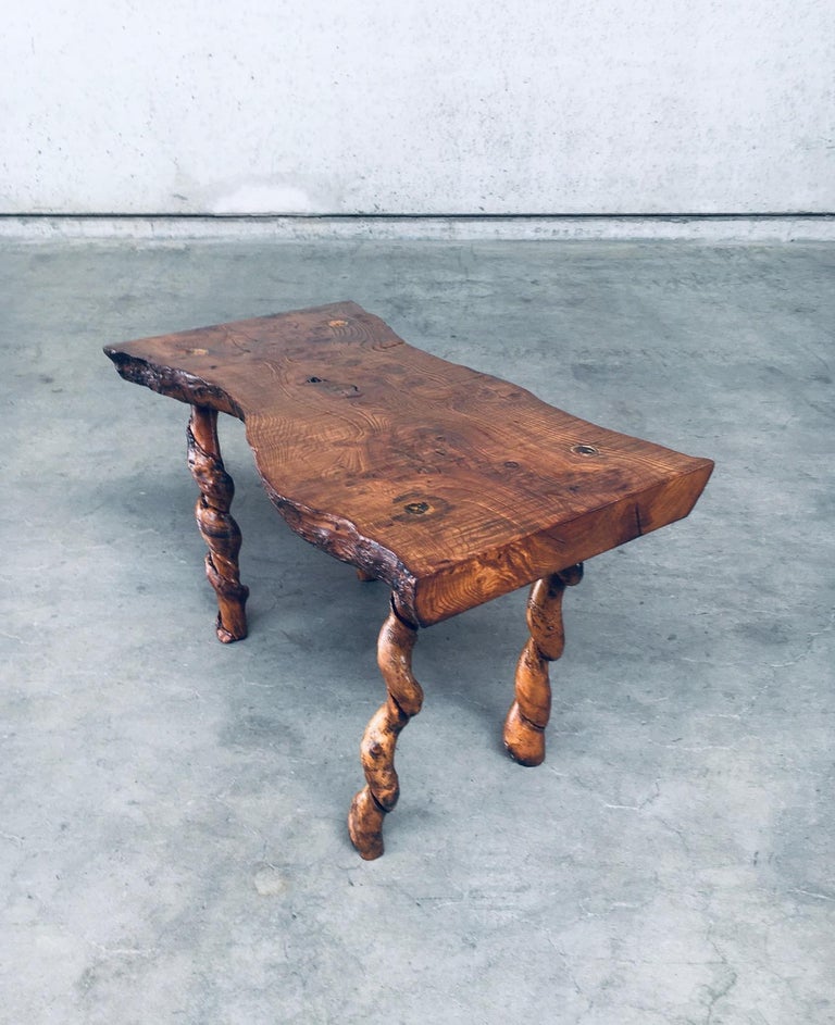 1950's Wabi Sabi Style Handcrafted Oak and Grape Wood Side Table For ...