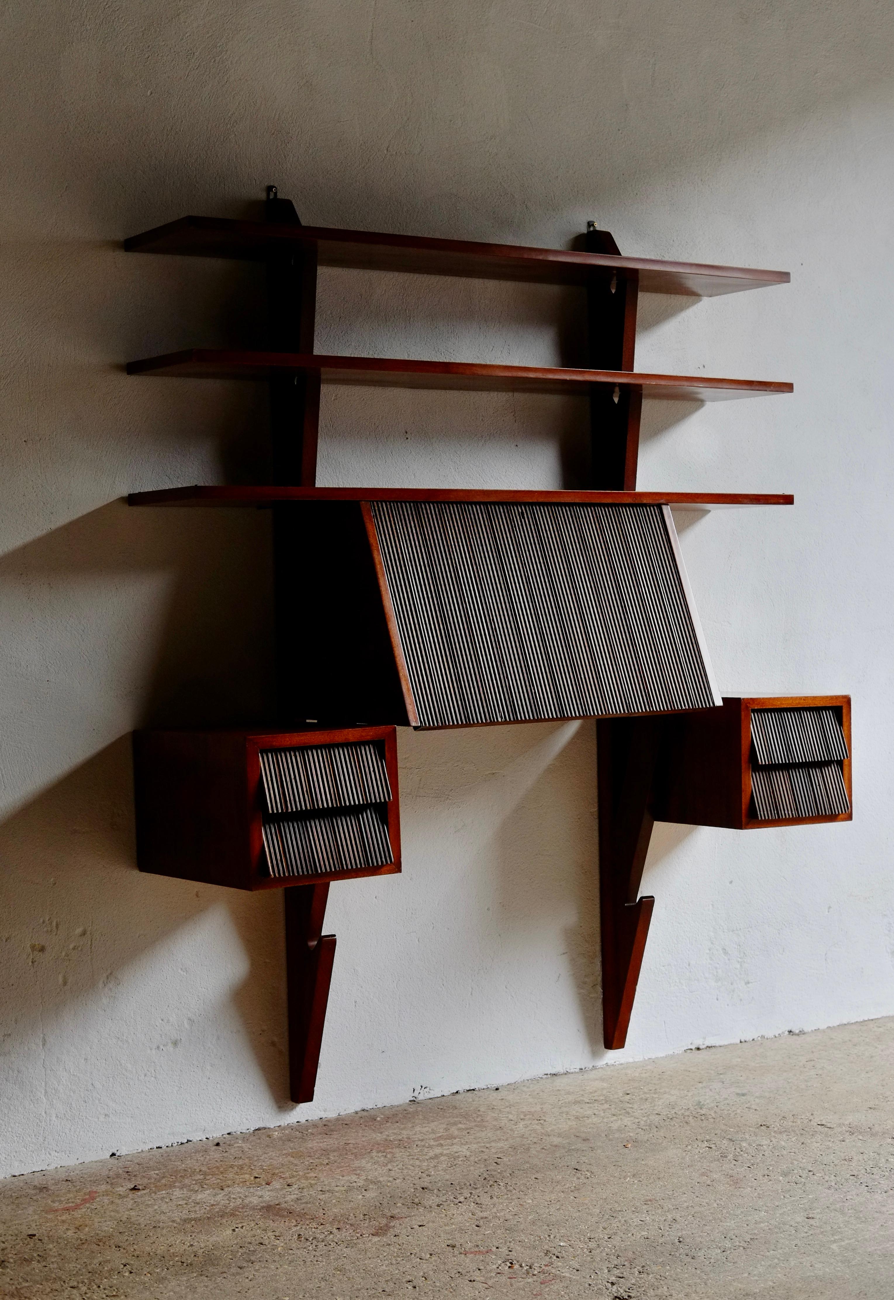 1950's Wall Mounted Library by Fratelli Proserpio at 1stDibs