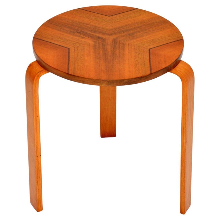 1950's Walnut Bentwood Stool / Side Table For Sale at 1stDibs