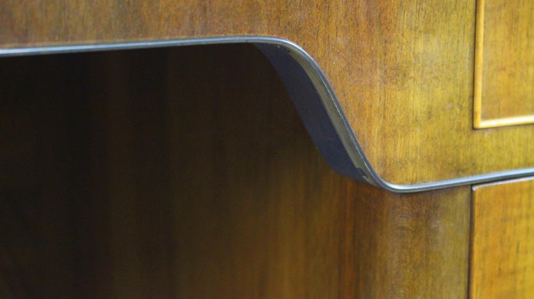 1950s Walnut Writting Desk with Brass For Sale at 1stDibs