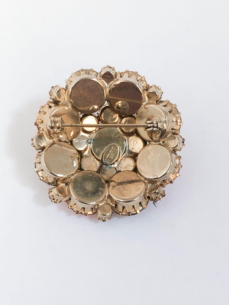 1950s Weiss Fuchsia, Pink, and Light Pink Rhinestone Round Brooch at ...