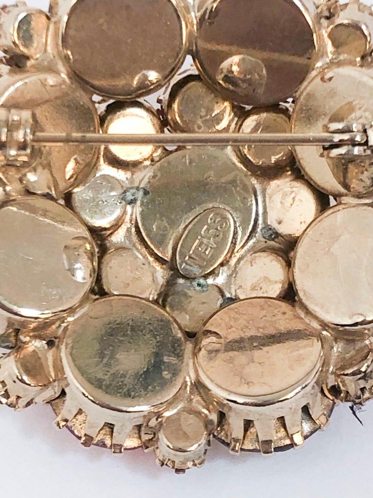 1950s Weiss Fuchsia, Pink, and Light Pink Rhinestone Round Brooch at ...