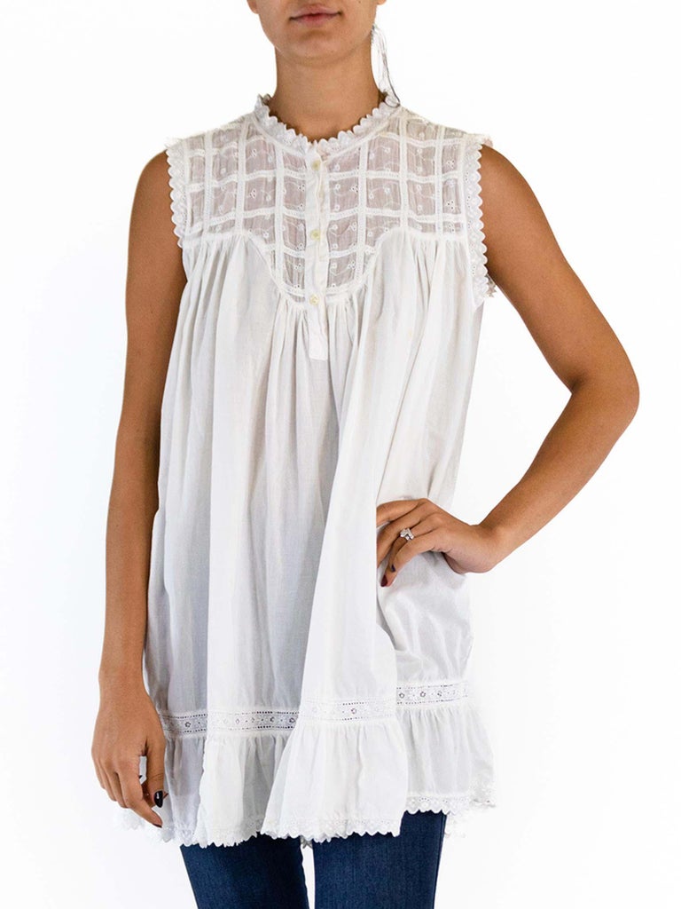1950S White Cotton Victorian Style Baby Doll Negligee For Sale at 1stDibs