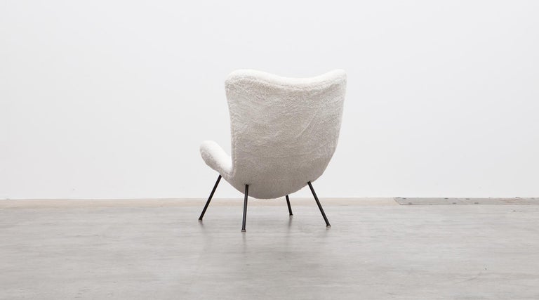 1950s White Faux Fur on black metal legs Lounge Chair by Fritz Neth 'a ...