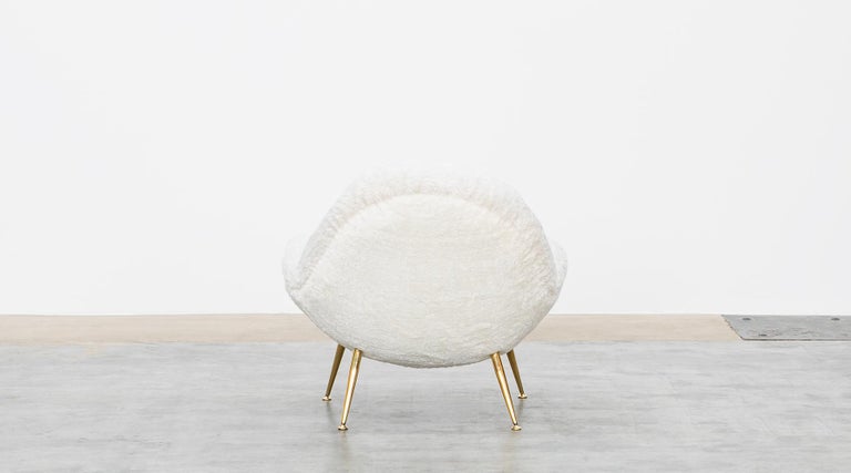 1950s White Faux Fur on Brass Legs Lounge Chairs by Fritz Neth For Sale ...