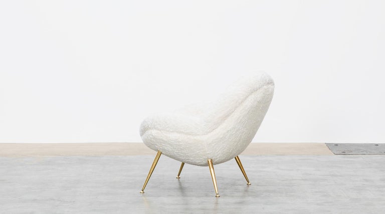 1950s White Faux Fur on Brass Legs Lounge Chairs by Fritz Neth For Sale ...