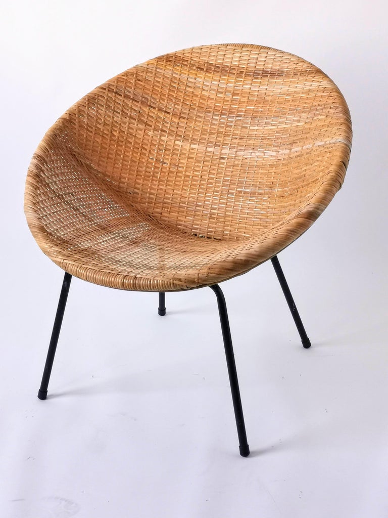1950s Wicker Bucket Chair, Italy at 1stDibs
