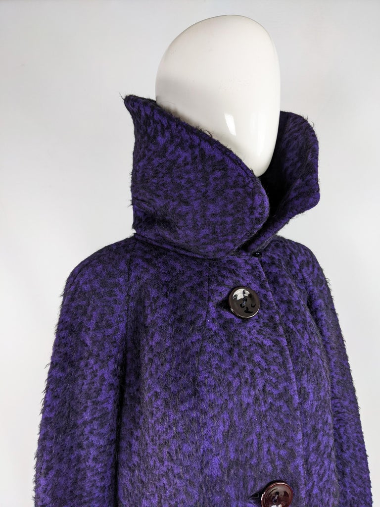 1950s Womens Vintage Purple Winter Fuzzy Wool Cocoon Coat at 1stDibs