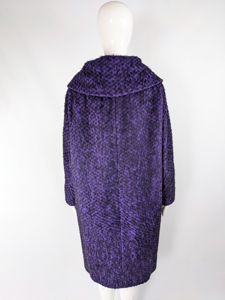 1950s Womens Vintage Purple Winter Fuzzy Wool Cocoon Coat at 1stDibs