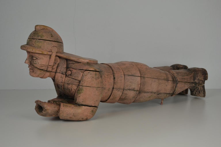 Carousel Carved Wood Fire Man Sculpture, Wilhelm Hennecke Germany ...