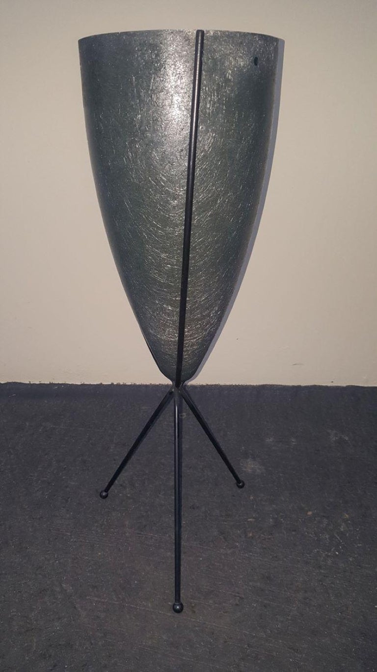 1950s Zenith Elephant Gray Fiberglass Bullet Planter with Iron Tripod ...