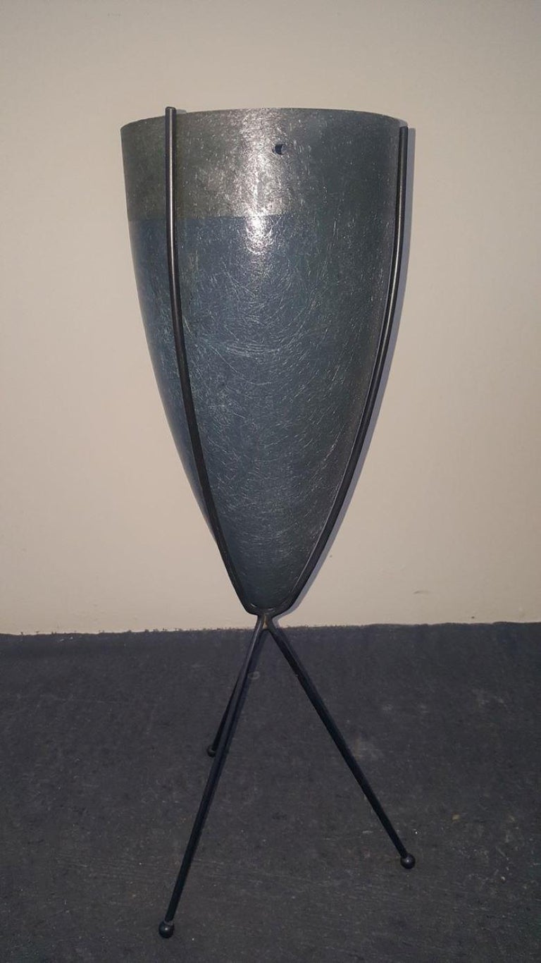 1950s Zenith Elephant Gray Fiberglass Bullet Planter with Iron Tripod ...