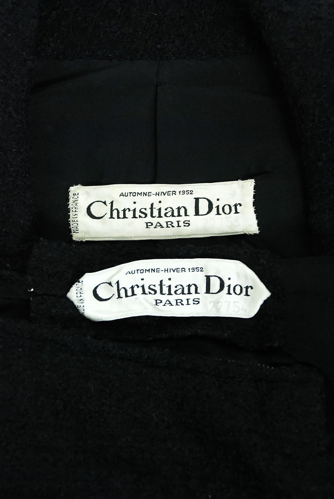 1952 Christian Dior Haute-Couture Wool Cocktail Dress and Double ...