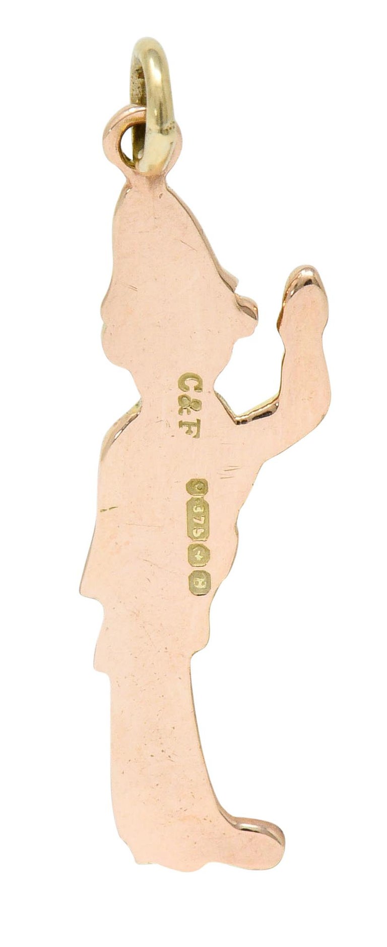 1952 Enamel 9 Karat Rose Gold British Bobby Police Officer Charm For ...