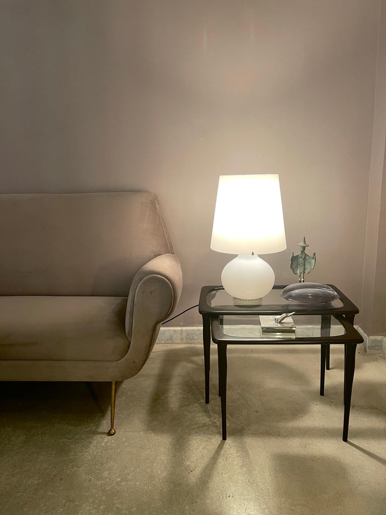1953 First Edition Max Ingrand White Glass Double Light Table Lamp For ...