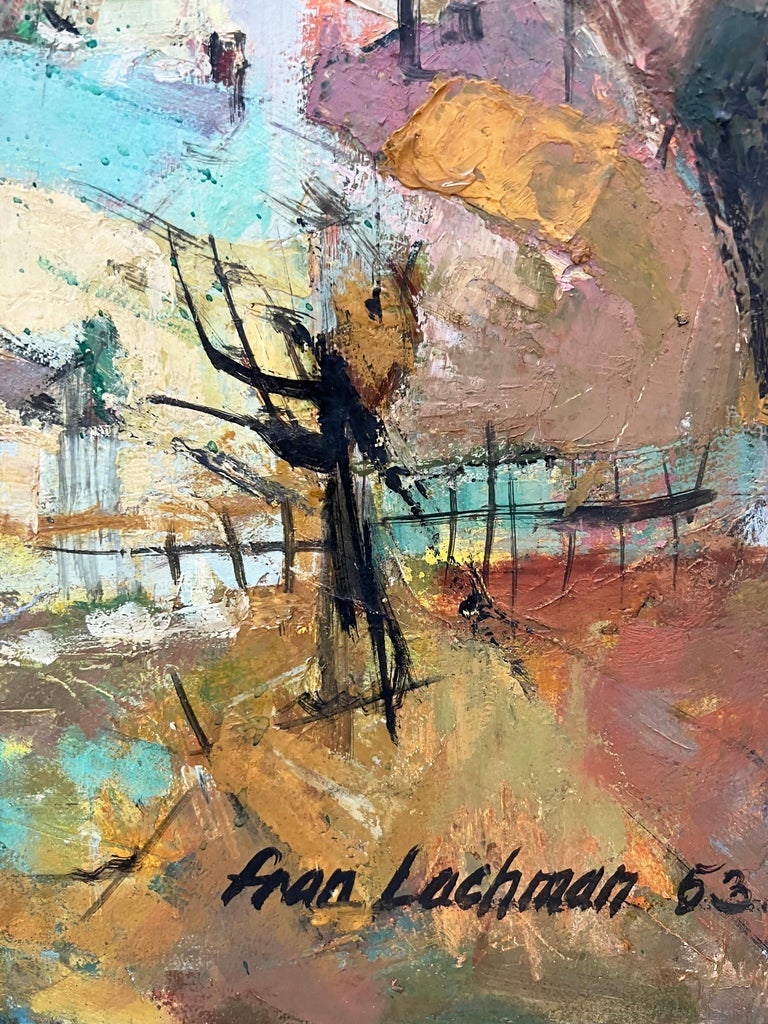 1953 Fran Lachman Original Abstract Oil Painting on Canvas For Sale at ...