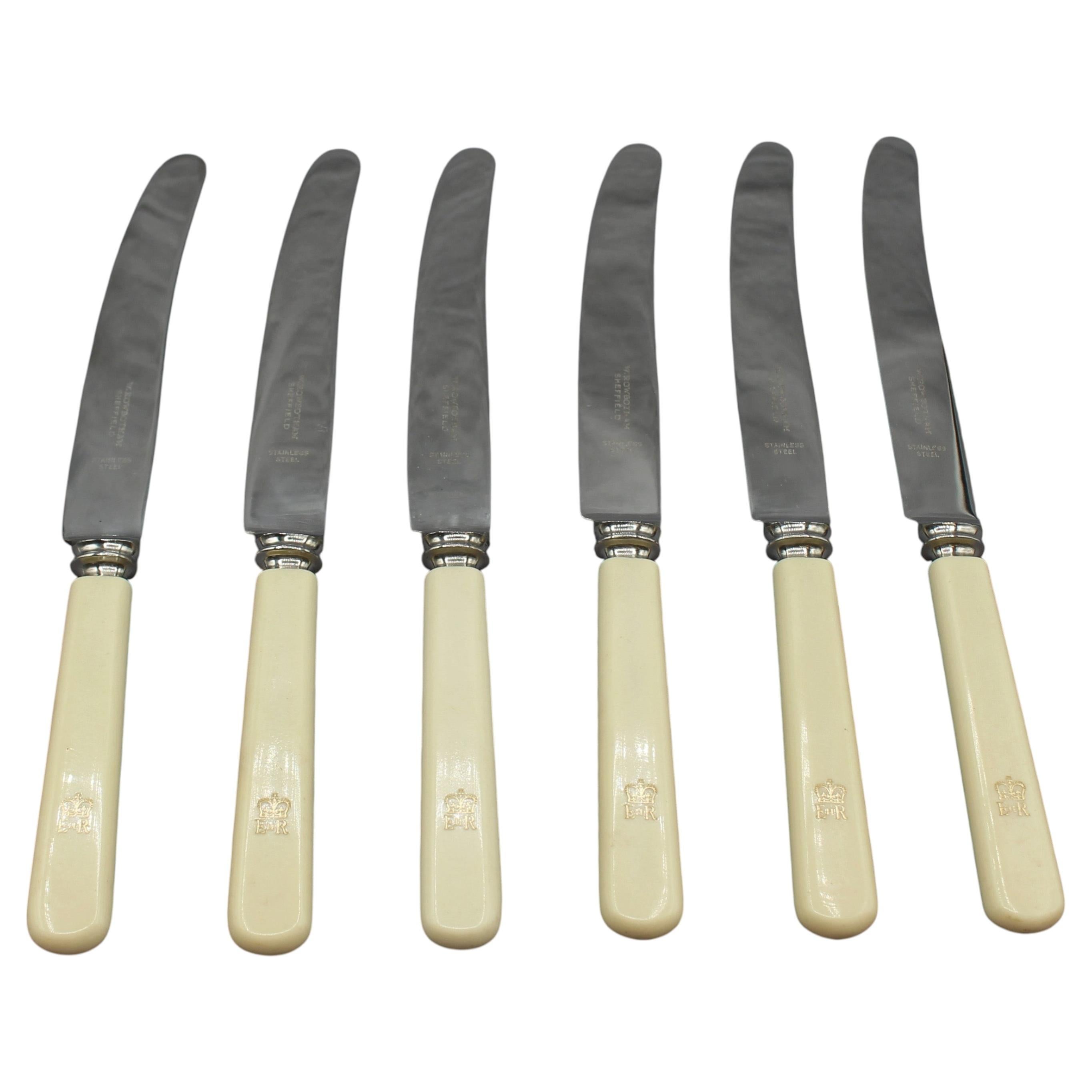 Evald Nielsen. Set of six dinner knives in silver and stainless steel ...