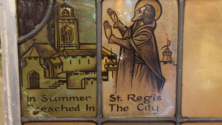 1954 Framed "in Summer St. Regis Preached in the City" Stained Glass ...