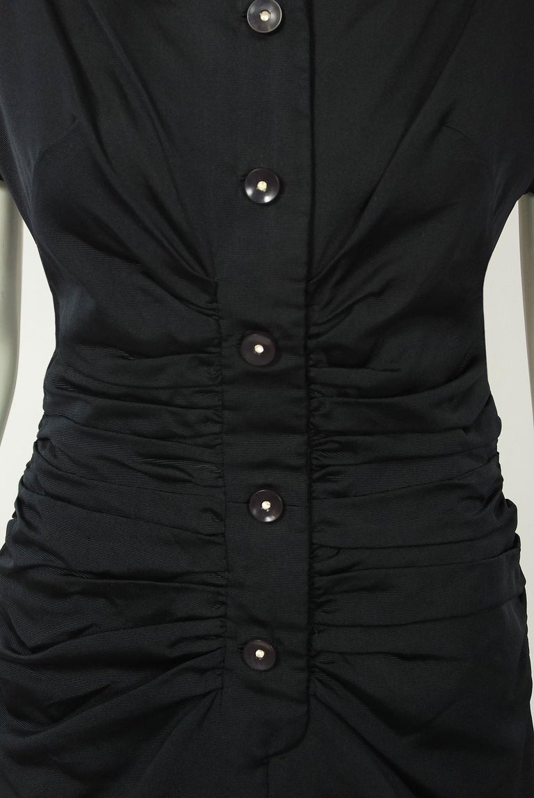1954 Christian Dior Lifetime Navy-Blue Silk Heavily Ruched Cocktail ...