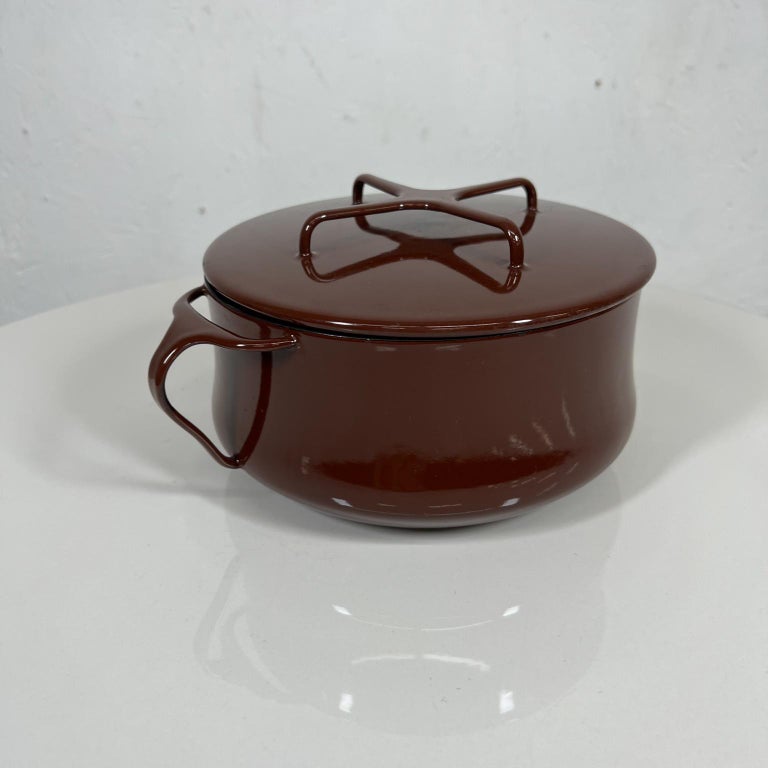1956 Dansk Brown Enamelware Casserole Covered Pot Trivet IHQ France For ...