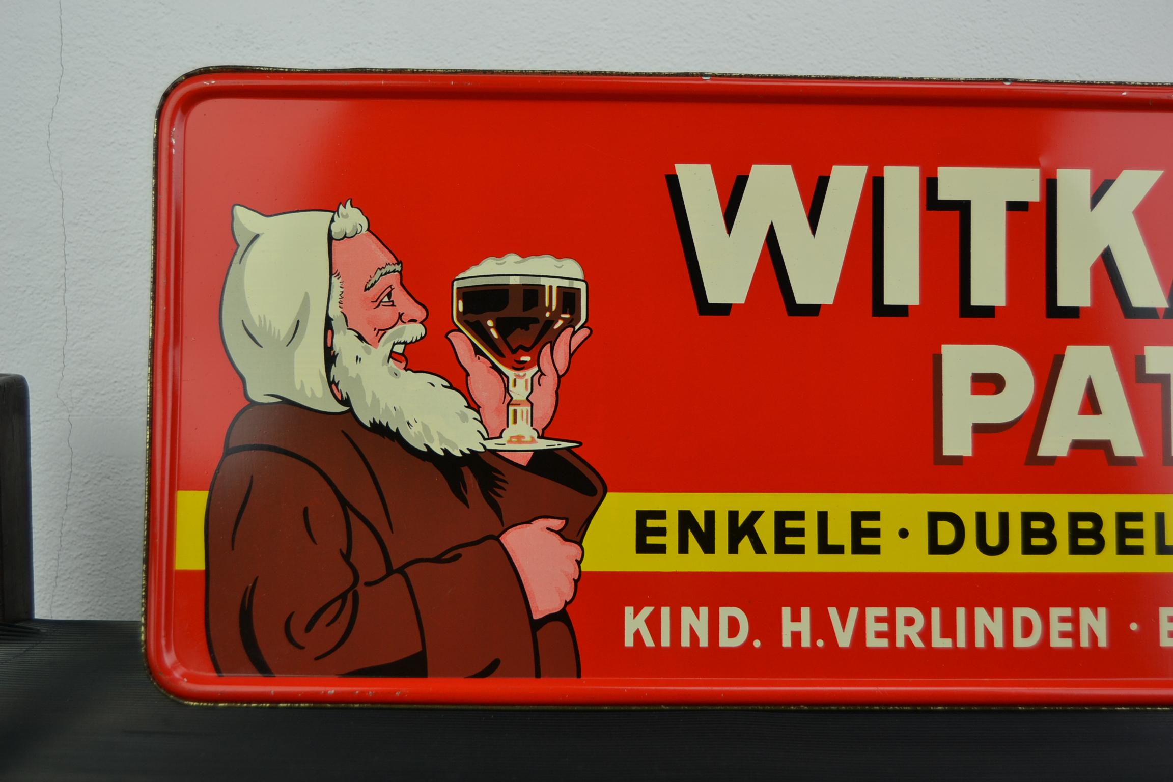 1956 Tin Advertising Sign for Belgian Beer Witkap Pater For Sale at ...
