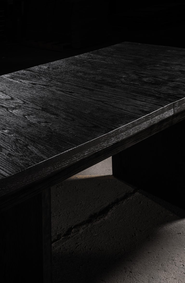 1957 Extendable Handcrafted Black Oak Dining Table For Sale at 1stDibs ...