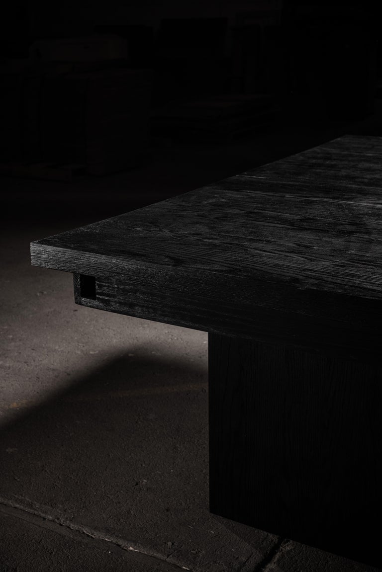 1957 Extendable Handcrafted Black Oak Dining Table For Sale at 1stDibs