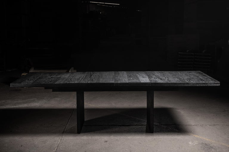 1957 Extendable Handcrafted Black Oak Dining Table For Sale at 1stDibs ...