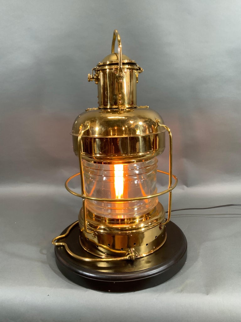 1958 Brass "Not Under Command" Ship's Anchor Lantern by Nippon Sento Co ...