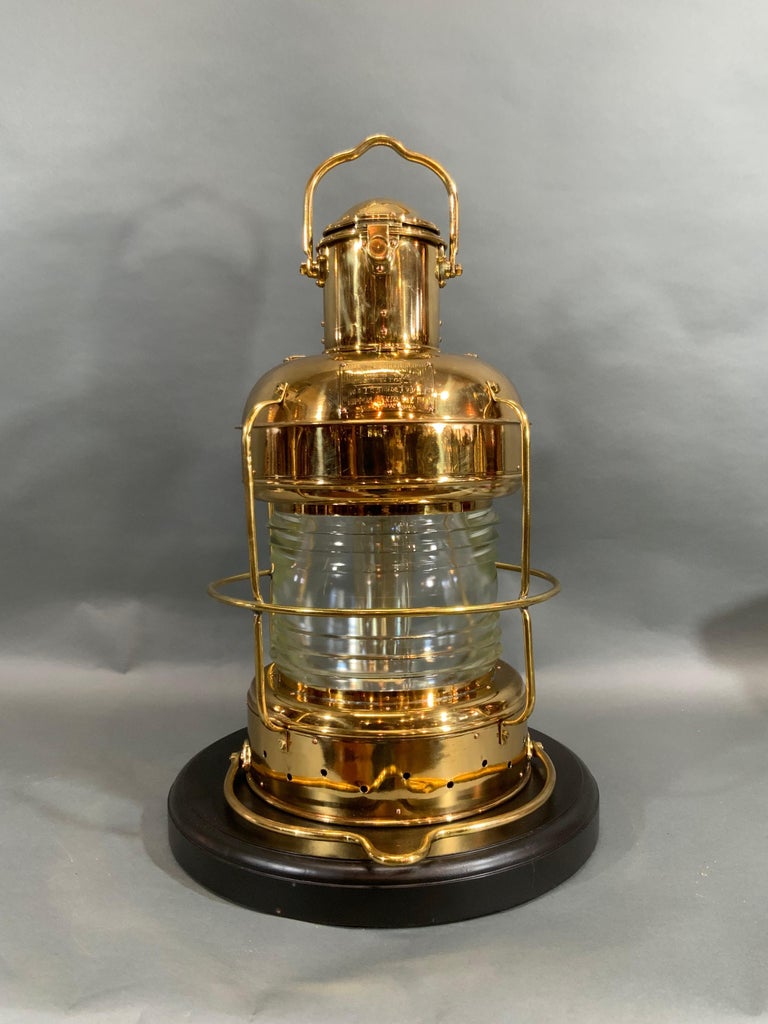 1958 Brass "Not Under Command" Ship's Anchor Lantern by Nippon Sento Co ...