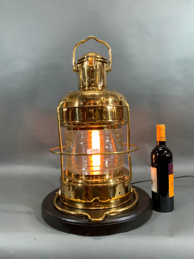 1958 Brass "Not Under Command" Ship's Anchor Lantern by Nippon Sento Co ...