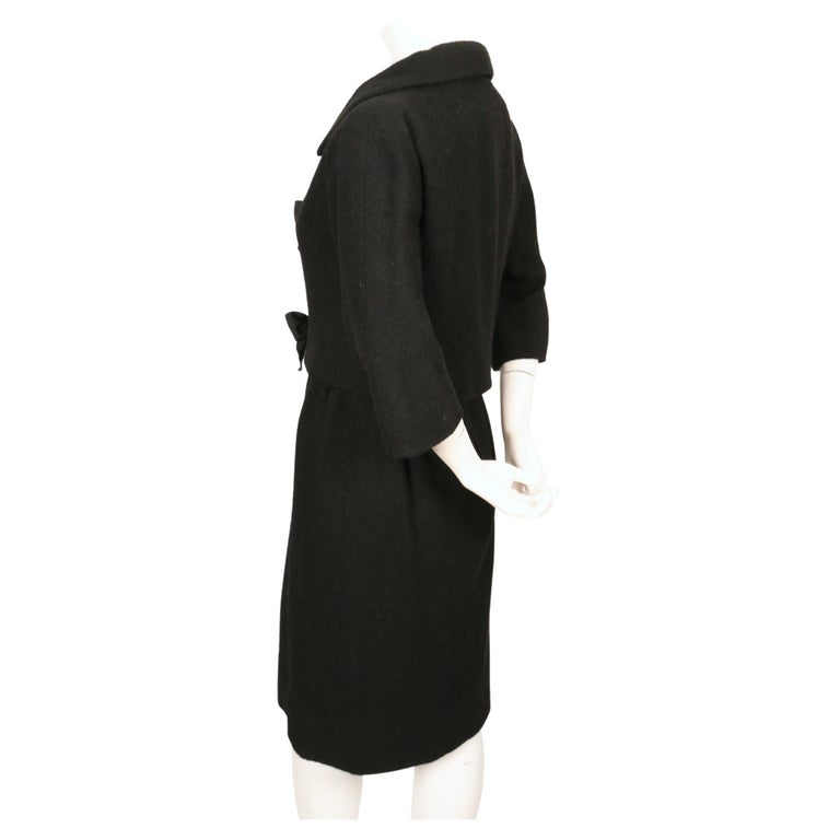 1958 EISA by CRISTOBAL BALENCIAGA haute couture black boucle wool skirt ...