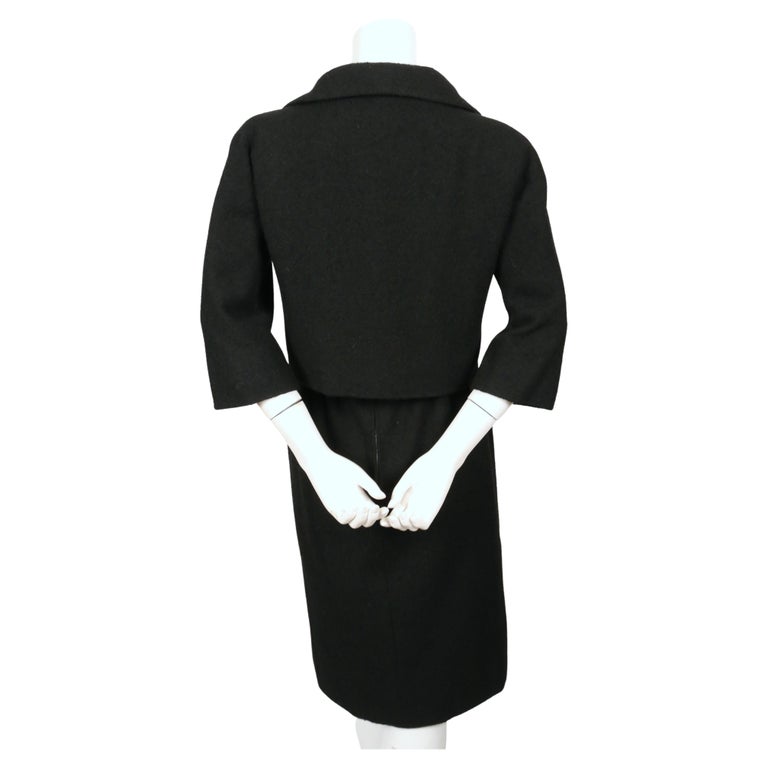 1958 EISA by CRISTOBAL BALENCIAGA haute couture black boucle wool skirt ...
