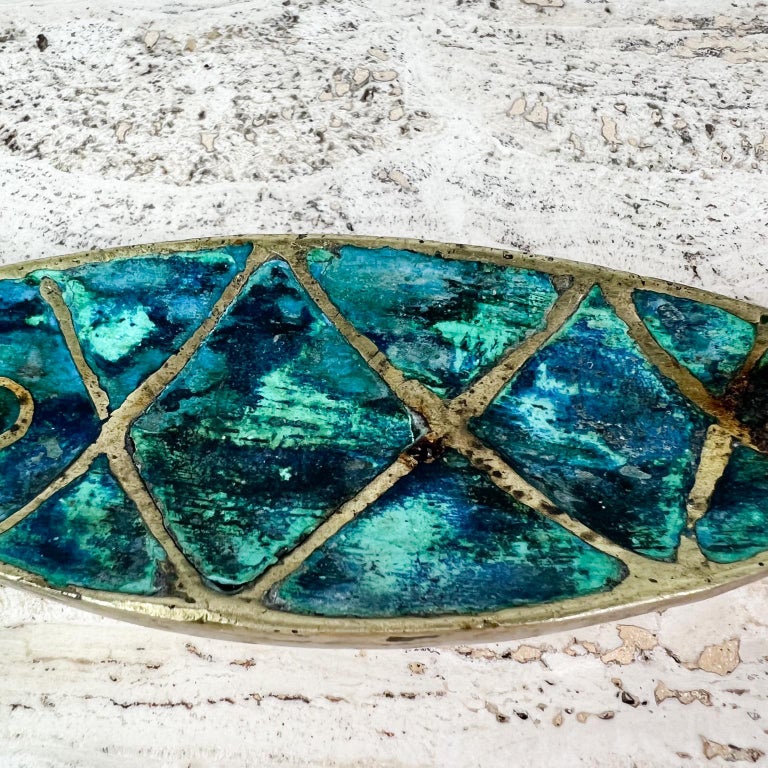 1958 Fish Ashtray in Brass and Malachite Pepe Mendoza Mexico For Sale ...