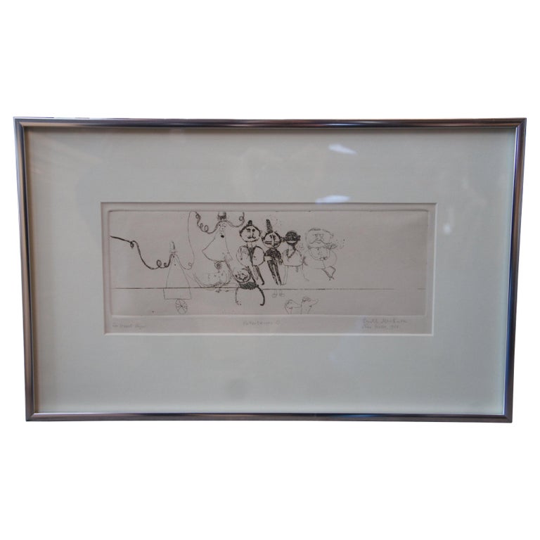 1958 Ronald Markman Whimsical Figural Entertainers Etching New Haven 18 ...