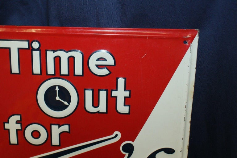 1958 Tom's Toasted Peanuts Embossed Tin Sign For Sale at 1stDibs