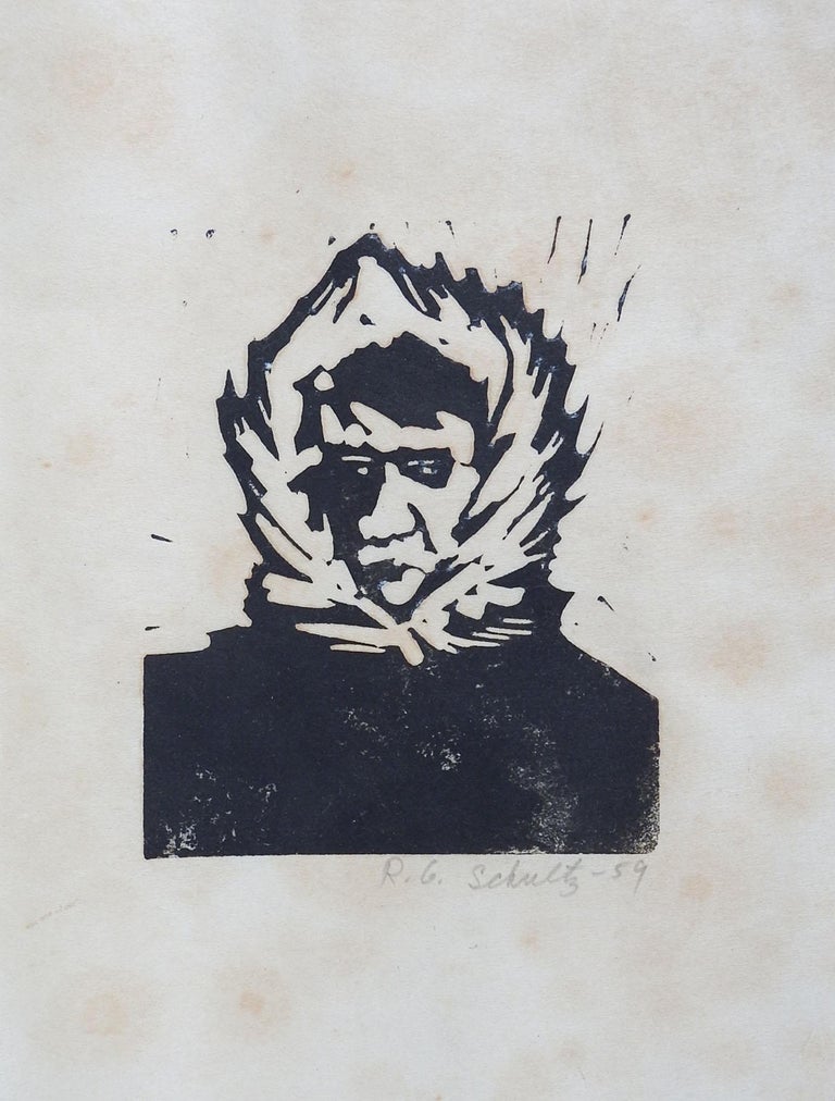 1959 Woodcut Portrait Early Polar Arctic Explorer For Sale at 1stDibs
