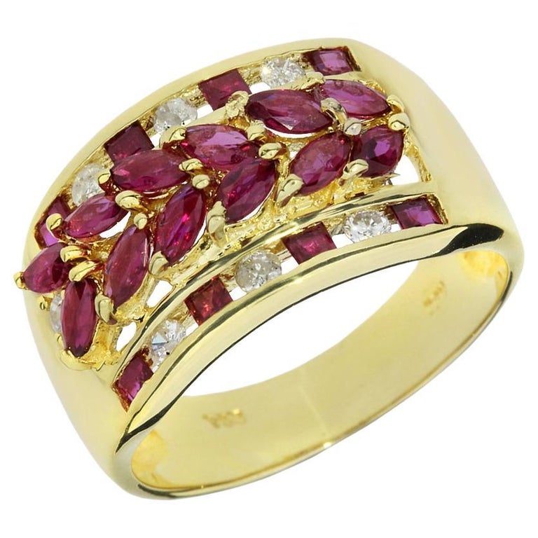 1.96 Carat Total Weight Ruby and Diamond 18K Ring For Sale at 1stDibs
