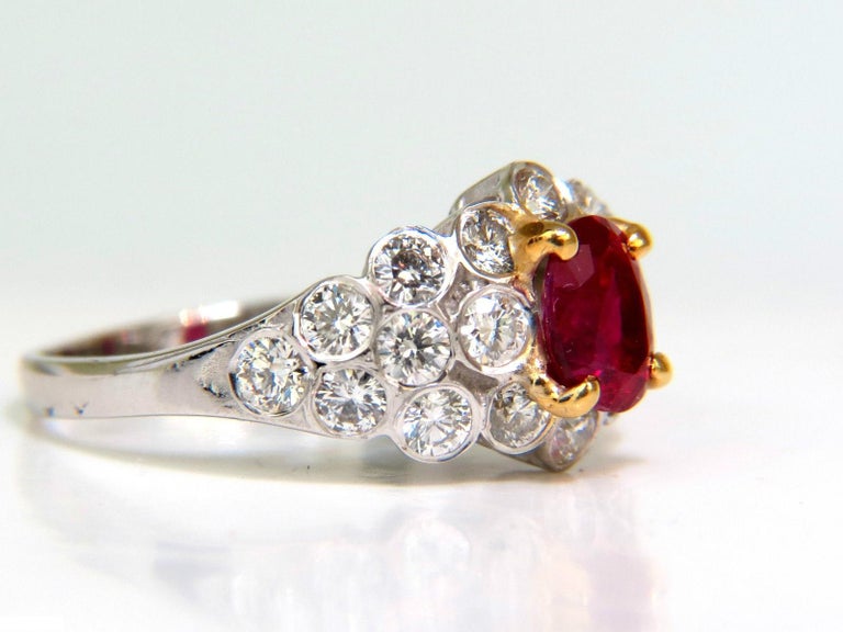 1.96 Carat Vivid Top Gem Natural Bright Red Ruby Diamond Ring 14 Karat ...