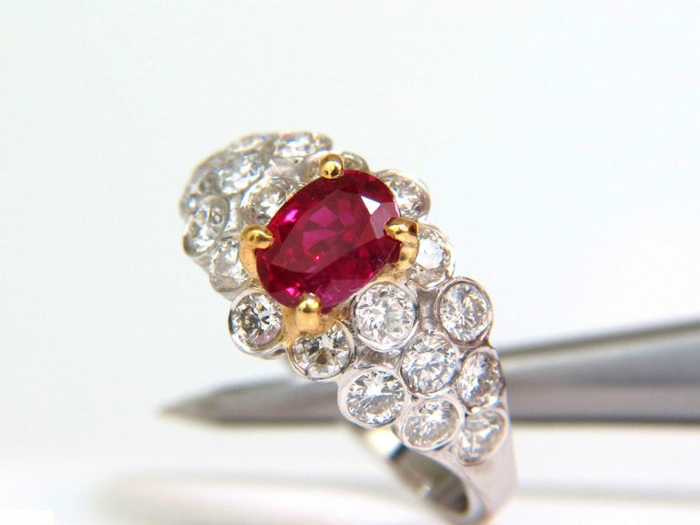1.96 Carat Vivid Top Gem Natural Bright Red Ruby Diamond Ring 14 Karat ...