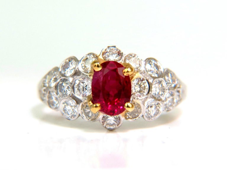 1.96 Carat Vivid Top Gem Natural Bright Red Ruby Diamond Ring 14 Karat ...