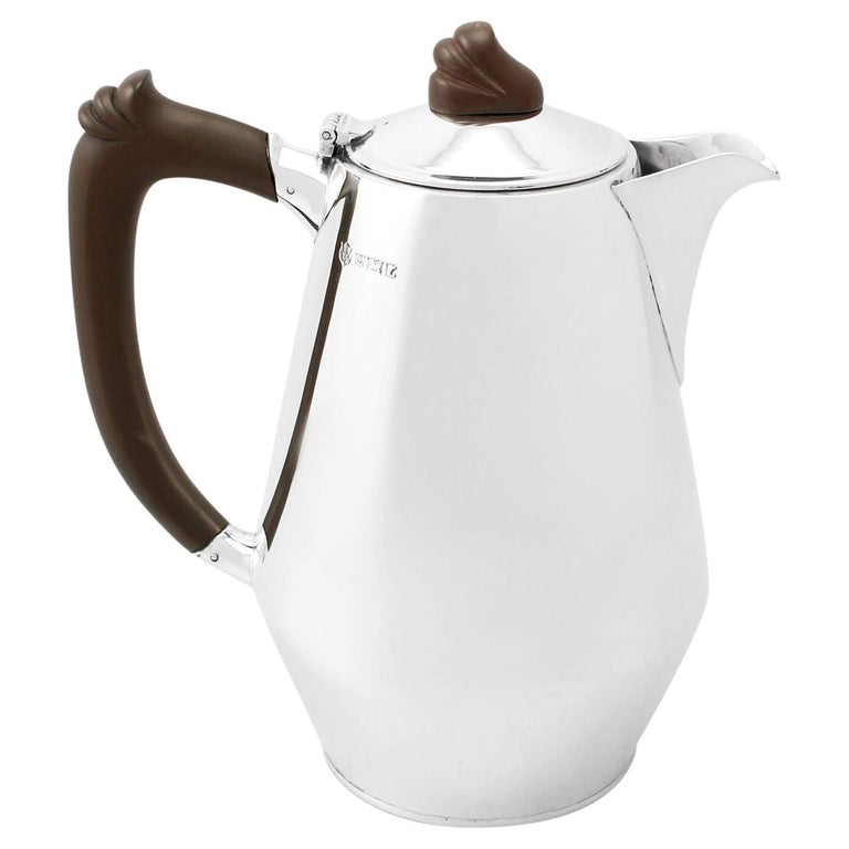 1960 Art Deco Style Sterling Silver Coffee Jug For Sale at 1stDibs