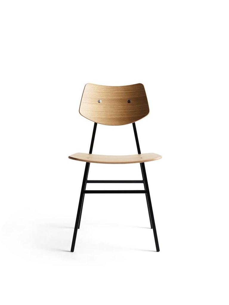 1960 Chair in Natural Oak with Metal Frame and Plywood, Mid-Century ...