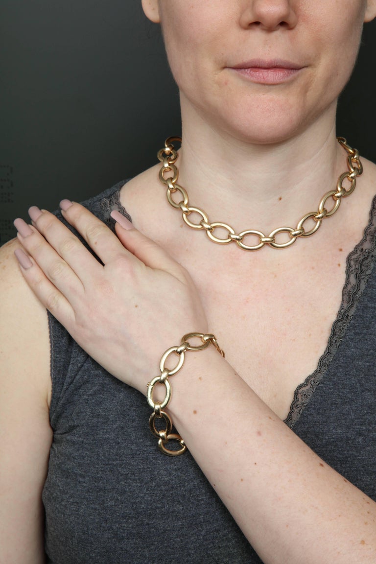 Convertible Necklace and Bracelet High Polish Long Gold Chain Link ...