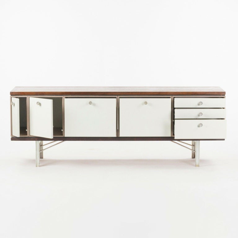 1960 Gerald Luss Rosewood and Metal Credenza Cabinet Once Attributed to ...