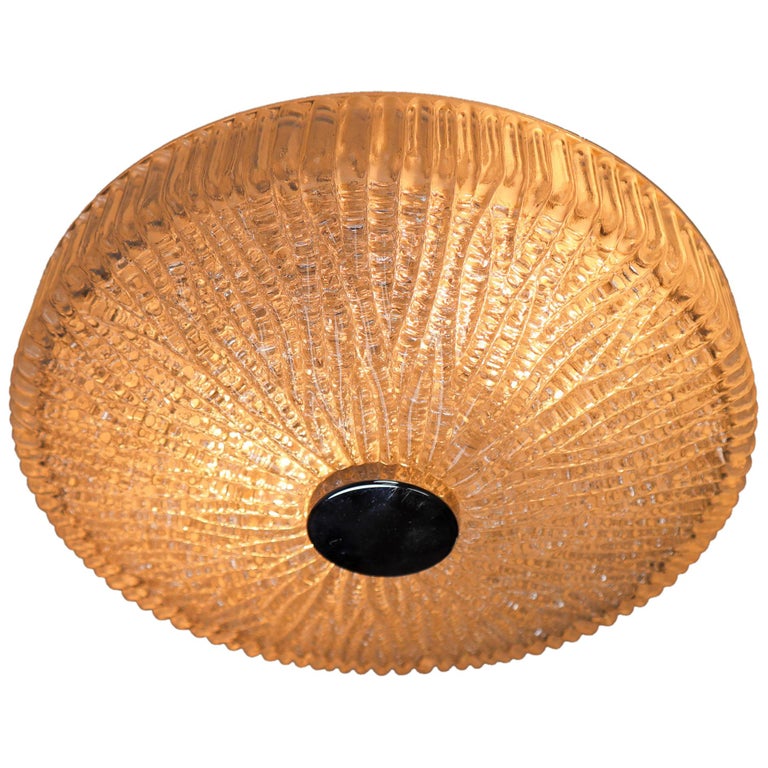 1960 German Kaiser Kaiser Flush Mount Ceiling Light Murano Glass For ...