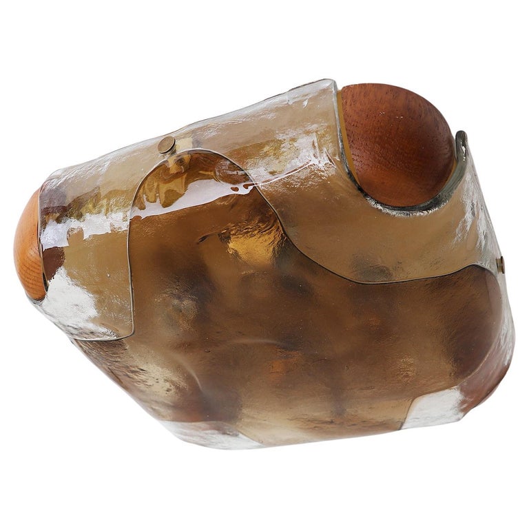 1960 Germany Kaiser Flush Mount Ceiling Light Amber Murano Glass and ...